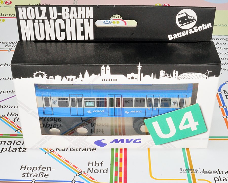 Holz U-Bahn München | Spielzeug für Kinder | Linie U4 | Westendstraße, 17,95